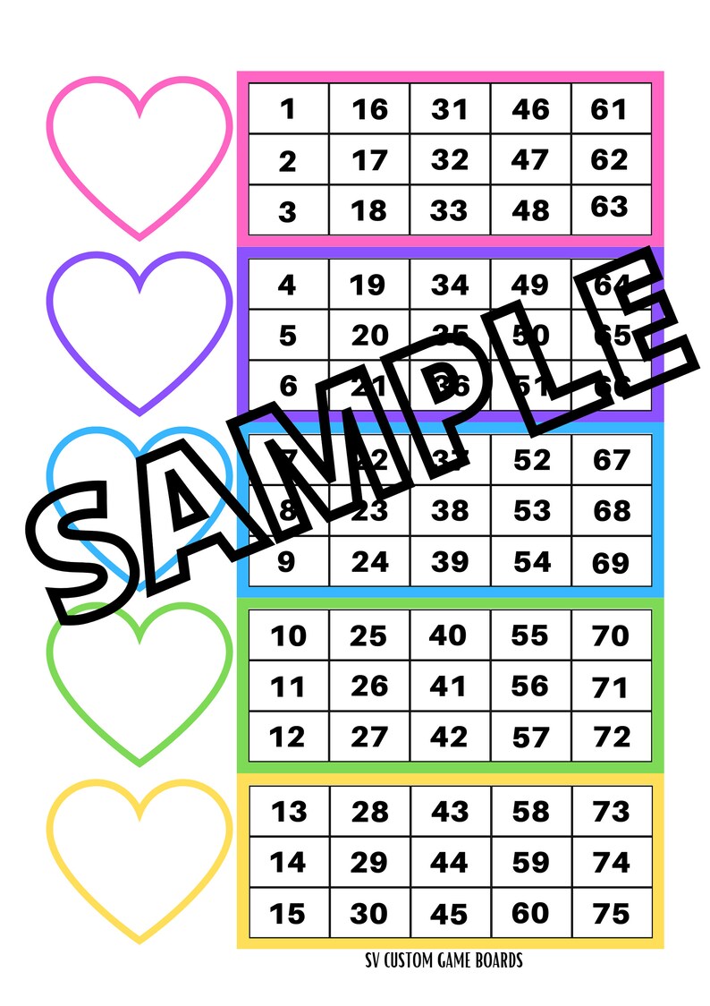 Heart Outline Blocks Bingo (mixed, Straight, Blank) - Etsy