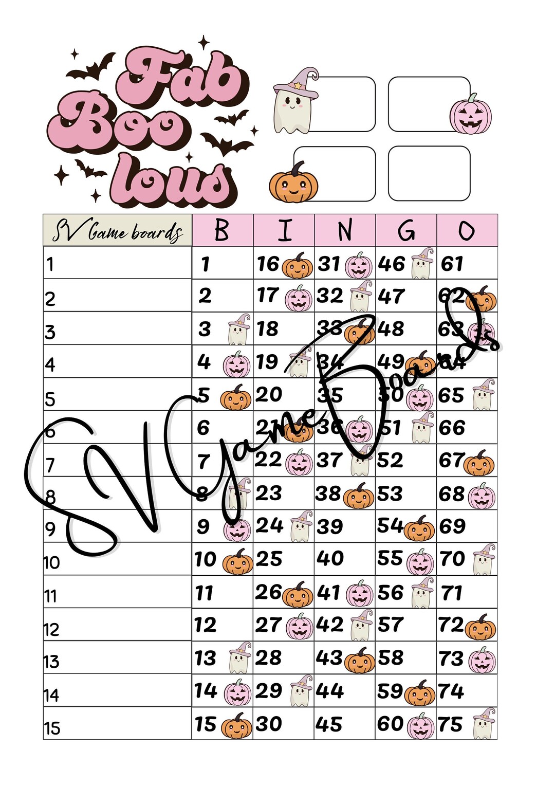 Fab Boo Lous Halloween Bingo (mixed, Straight, Blank) - Etsy UK