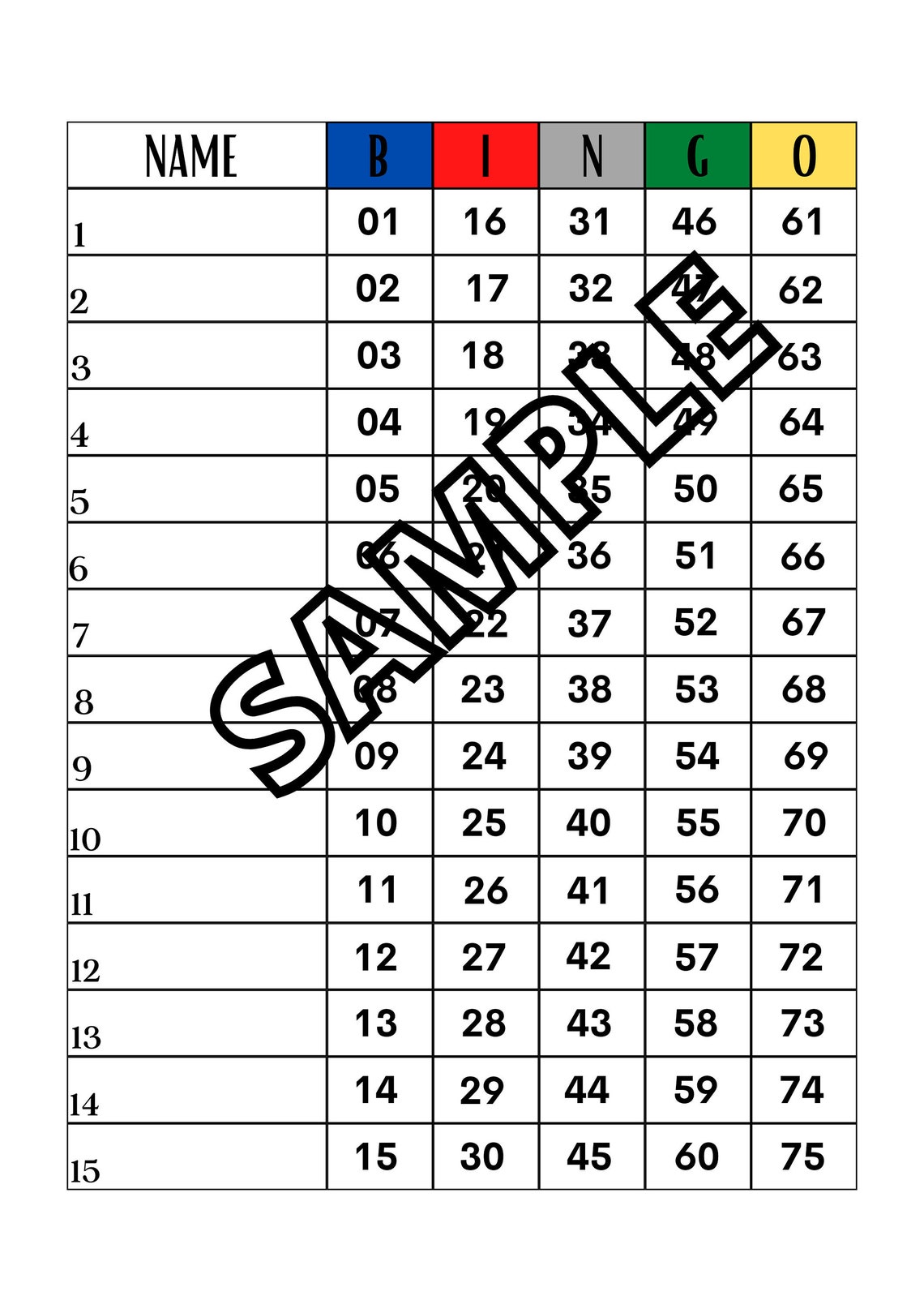 Basic Bingo Straight - Etsy