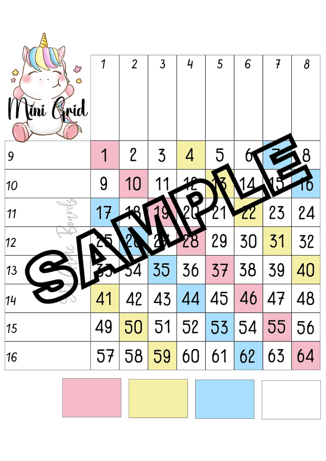 Unicorn Mini Grid Bingo (mixed, Straight, Blank) - Etsy