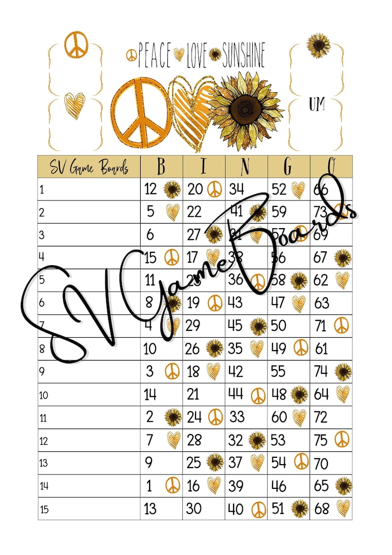 Peace Love Sunshine 75 Ball 15 Lines. (mixed, Straight, Blank) - Etsy