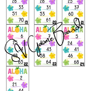 Aloha 5 Number Holds (25 Card, Master, Call Sheet) - Etsy