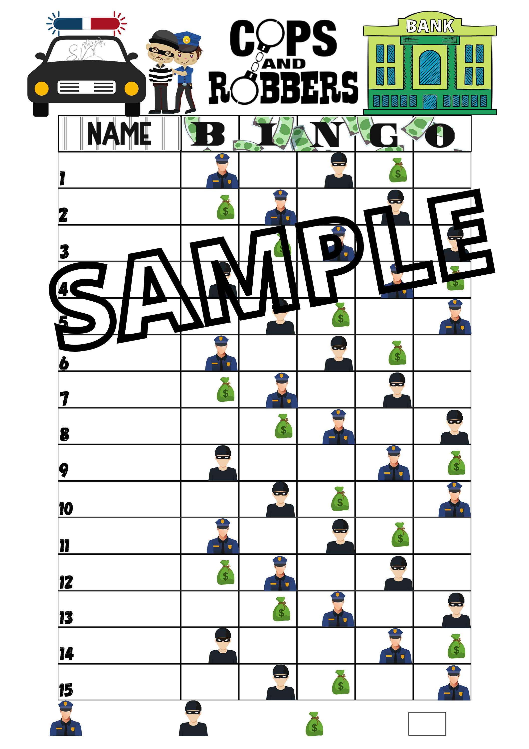 Cops and Robbers Bingo (mixed, Straight, Blank) - Etsy Canada