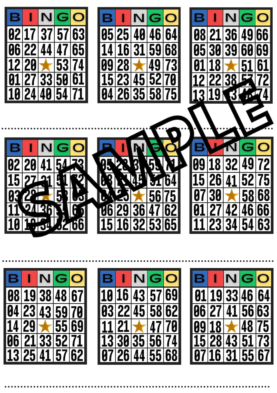 Full Card Bingo 15 Lines 75 Ball Mixed/blank (2 Pages) - Etsy