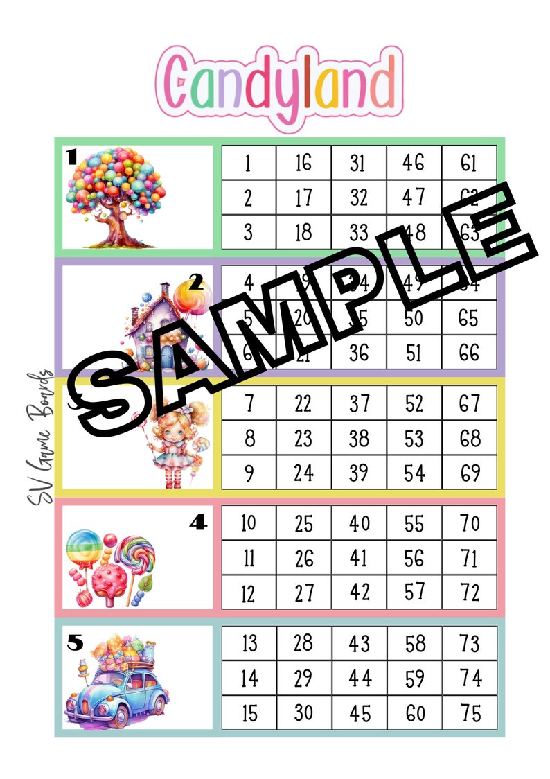 Candyland Blocks Bingo (mixed, Straight, Blank) - Etsy