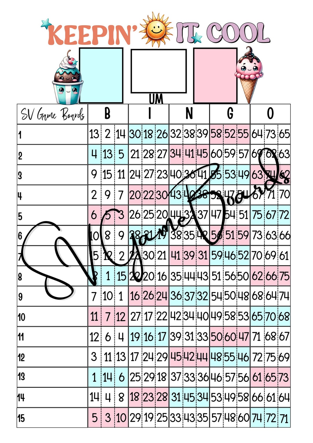 Keepin It Cool Triple Bingo (mixed, Blank) - Etsy