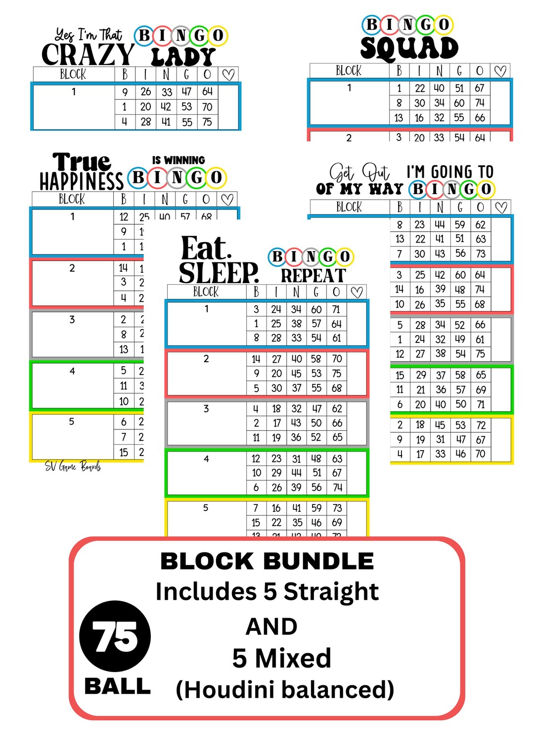 Bingo Phrases Block Bundle (5 Mixed, and 5 Straight) - Etsy