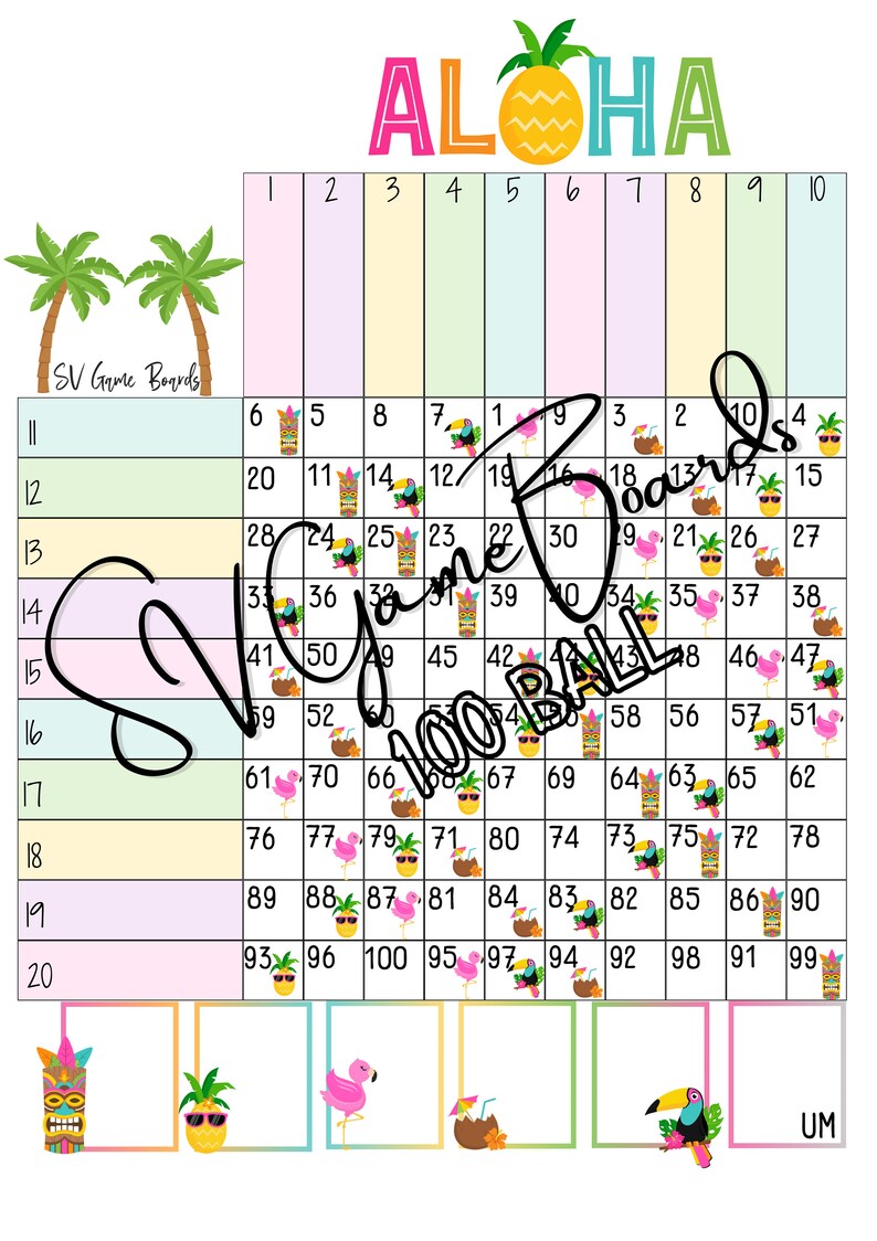 Aloha Grid Bingo (mixed, Straight, Blank) - Etsy