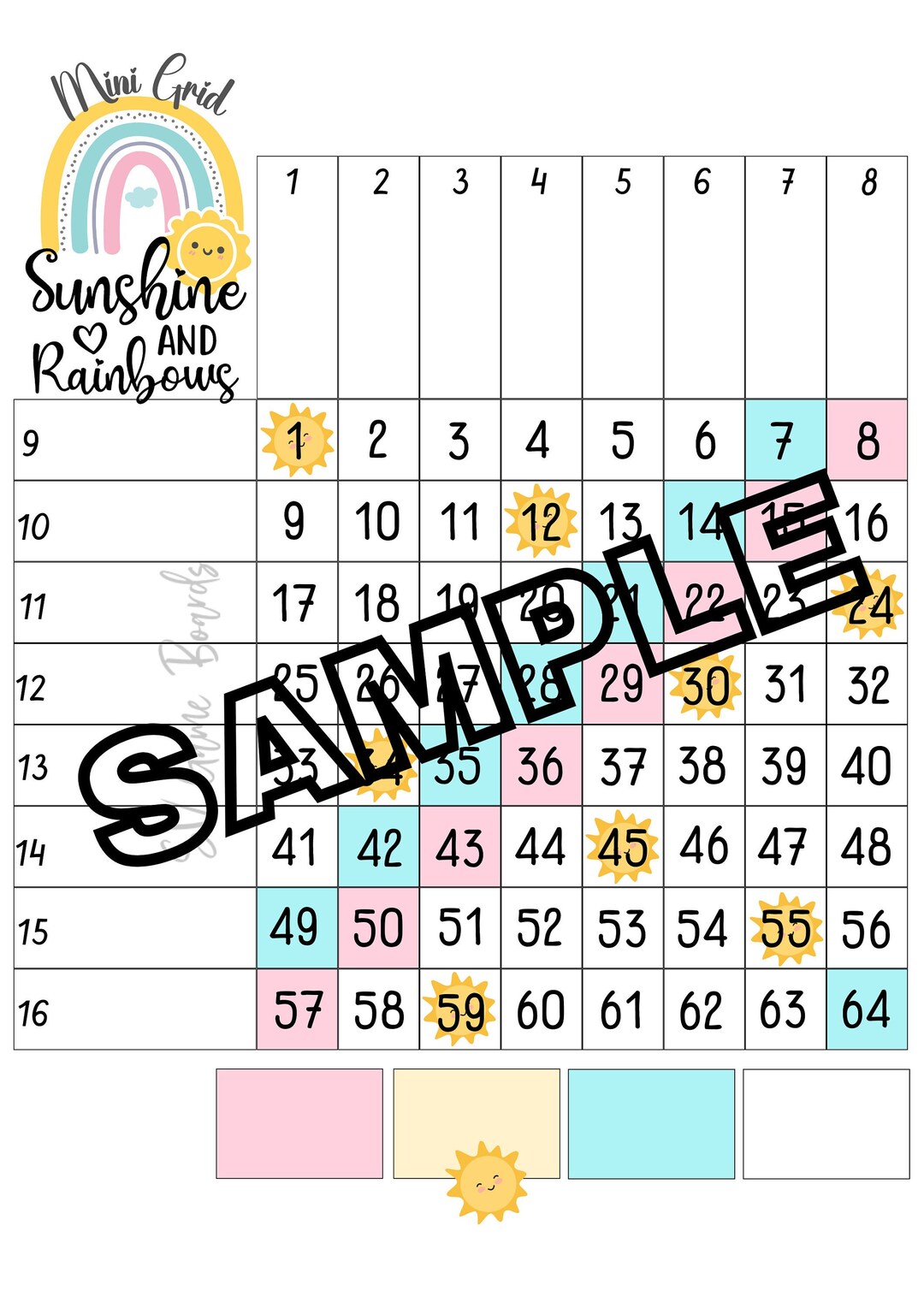 Sunshine and Rainbows Mini Grid (mixed, Straight, Blank) - Etsy