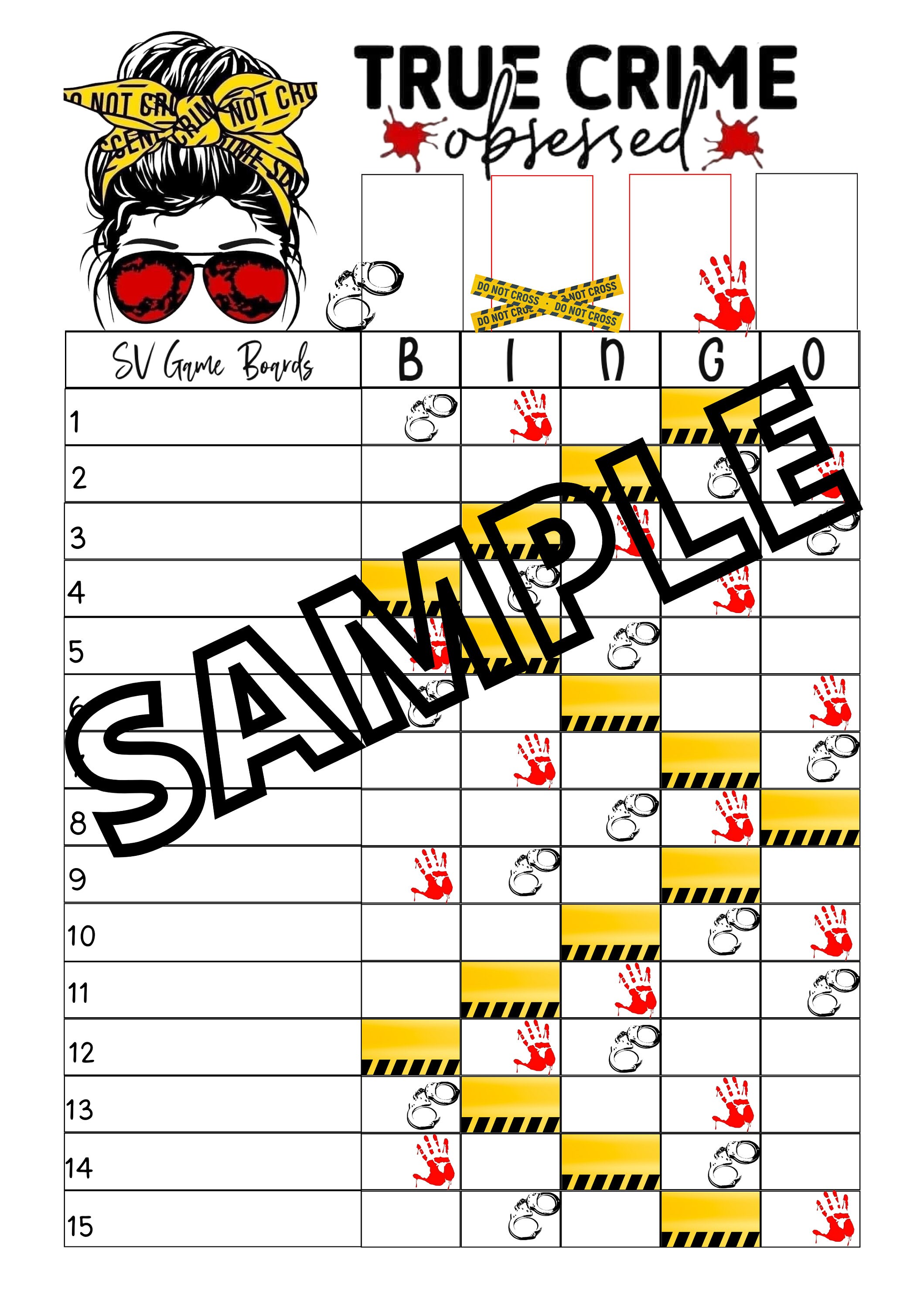 True Crime Bingo mixed, Straight, Blank - Etsy