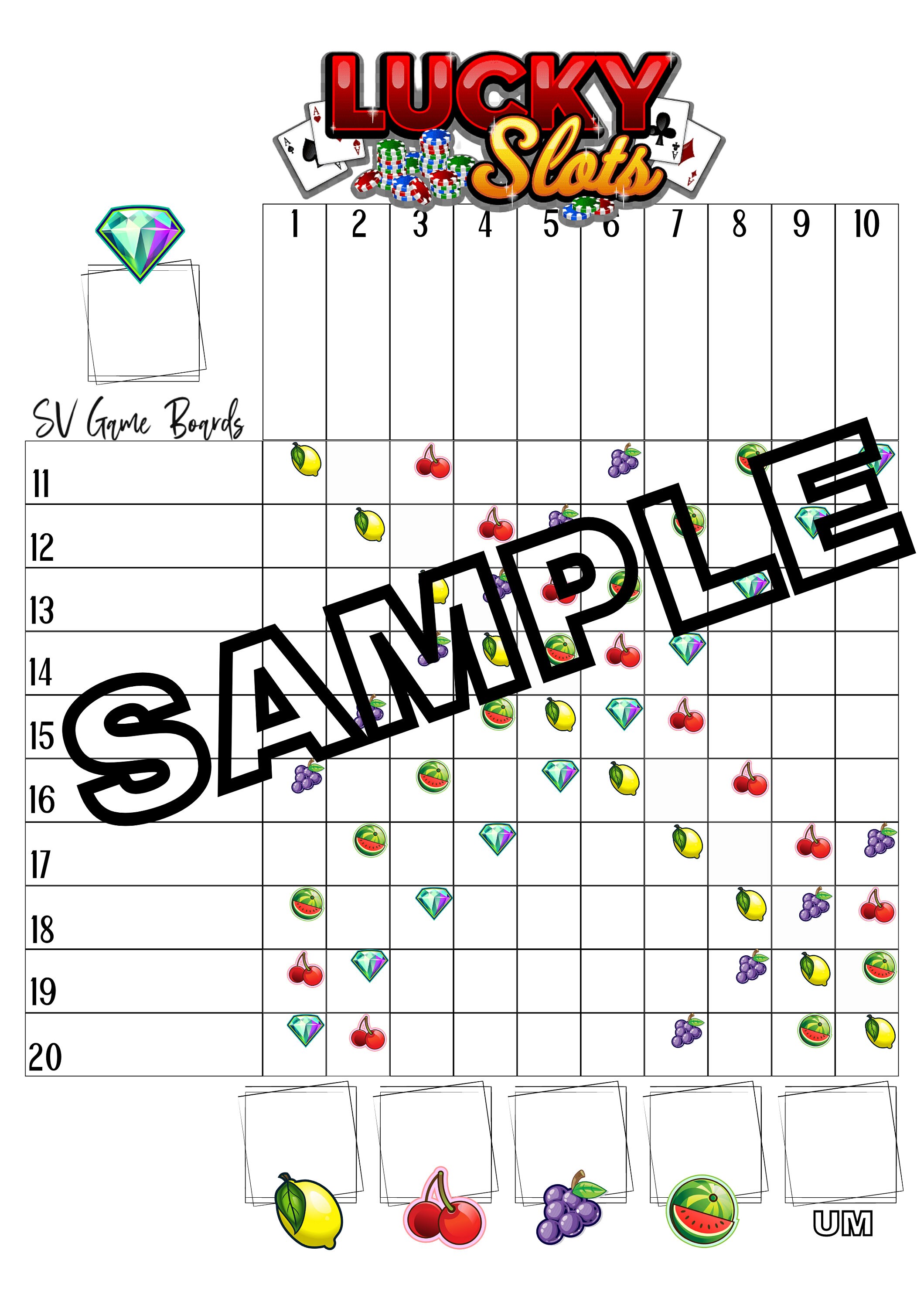 Lucky Slots Grid Bingo 100 Ball mixed, Straight, Blank - Etsy Canada