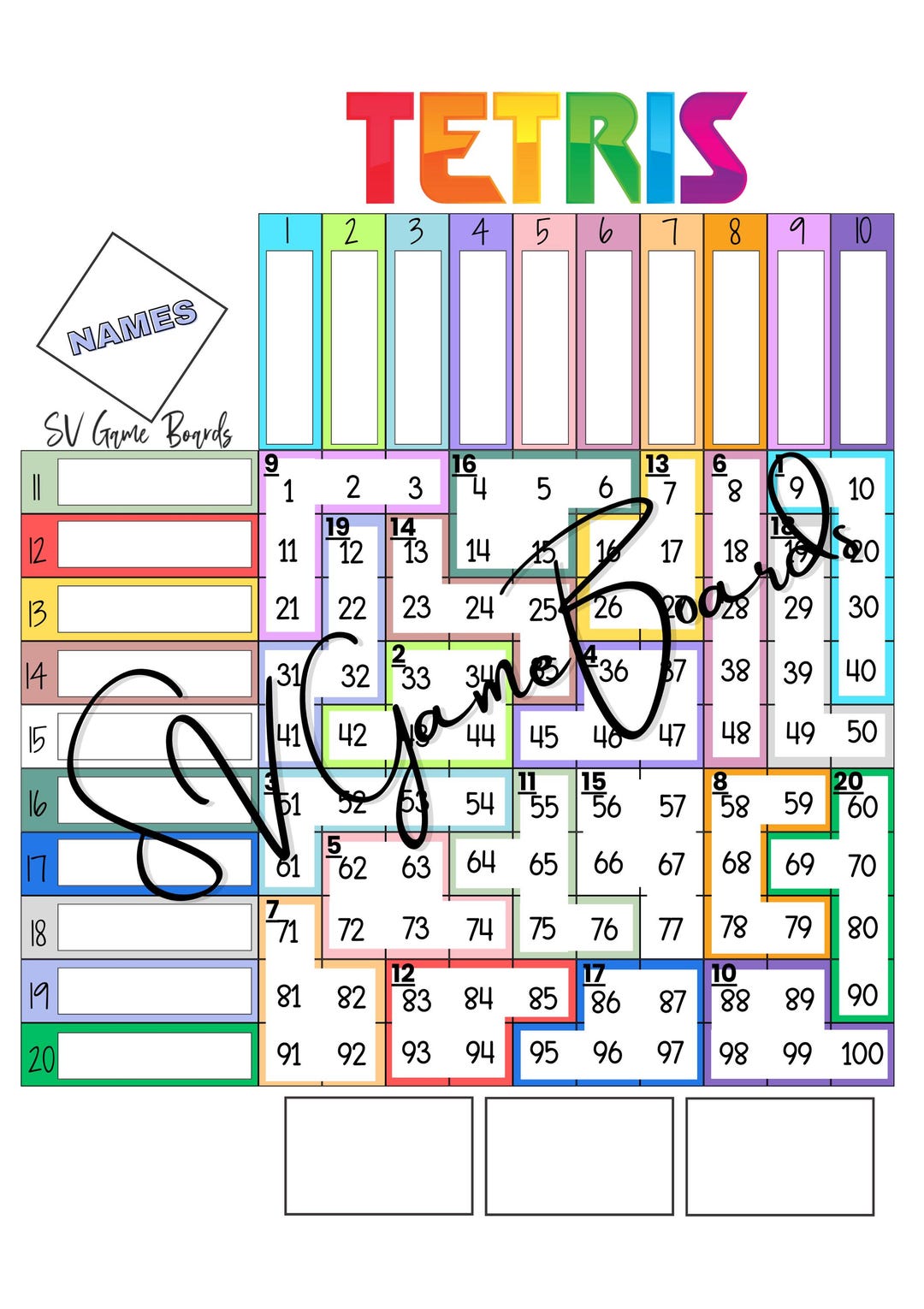 Tetris Grid 100 Ball (mixed, Straight, Blank) - Etsy