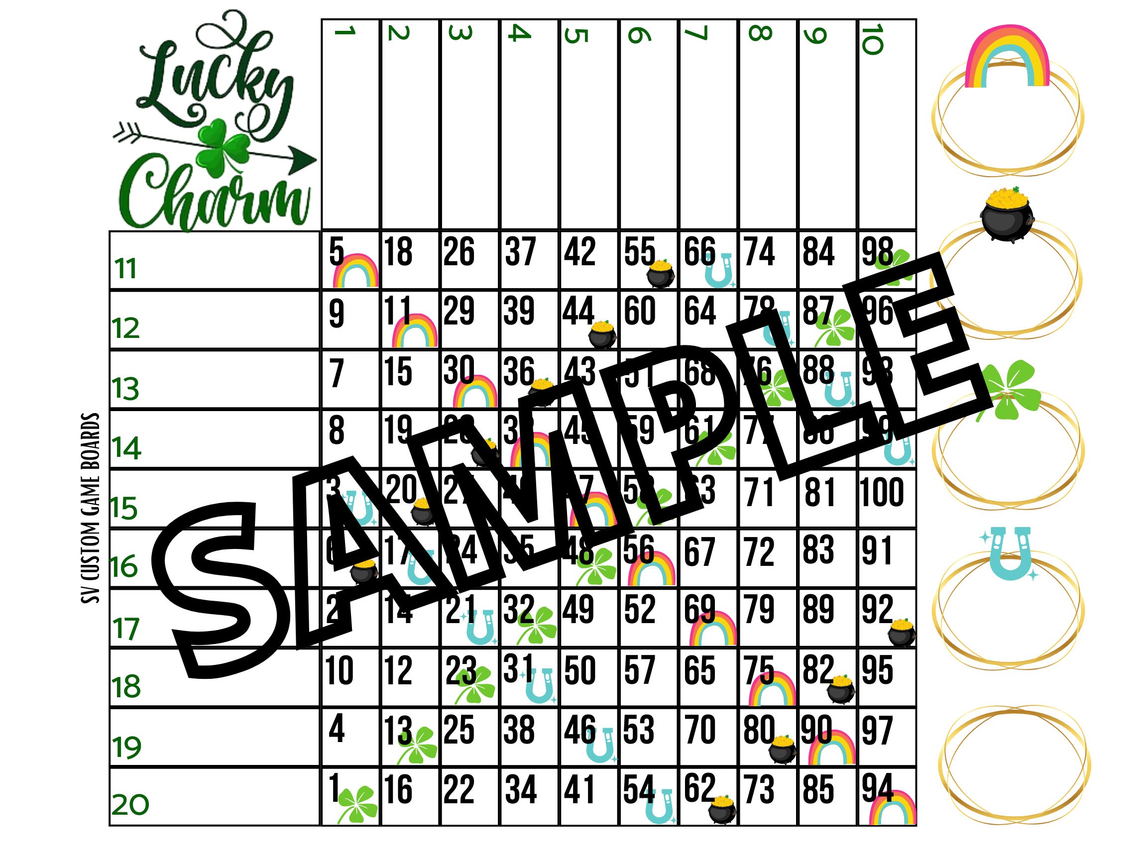 Lucky Charm Grid 100 Ball 20 Lines (mixed, Straight, Blank) - Etsy