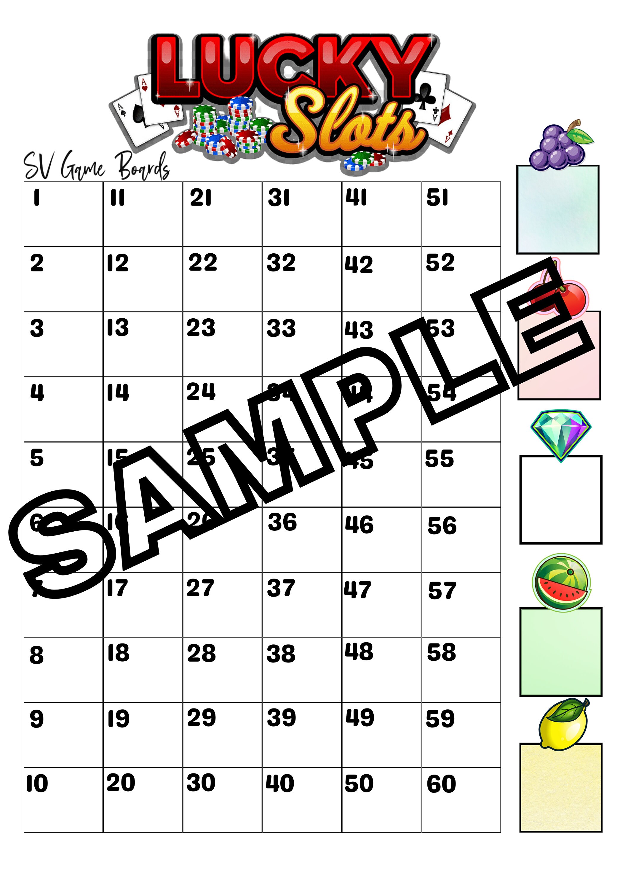 Lucky Slots 5 Number HOLDS Bingo (25 Card, Master, Call Sheet) - Etsy