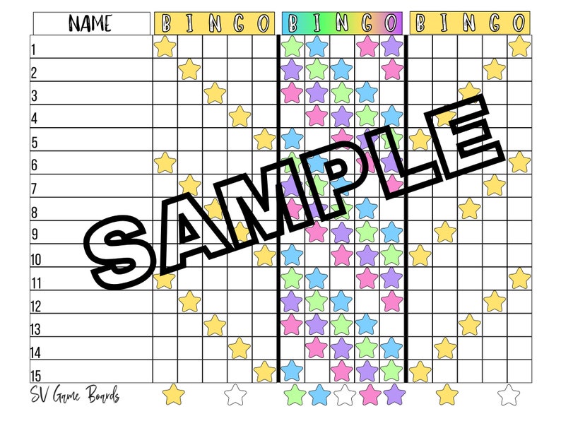 Triple Stars Bingo mixed Blank - Etsy