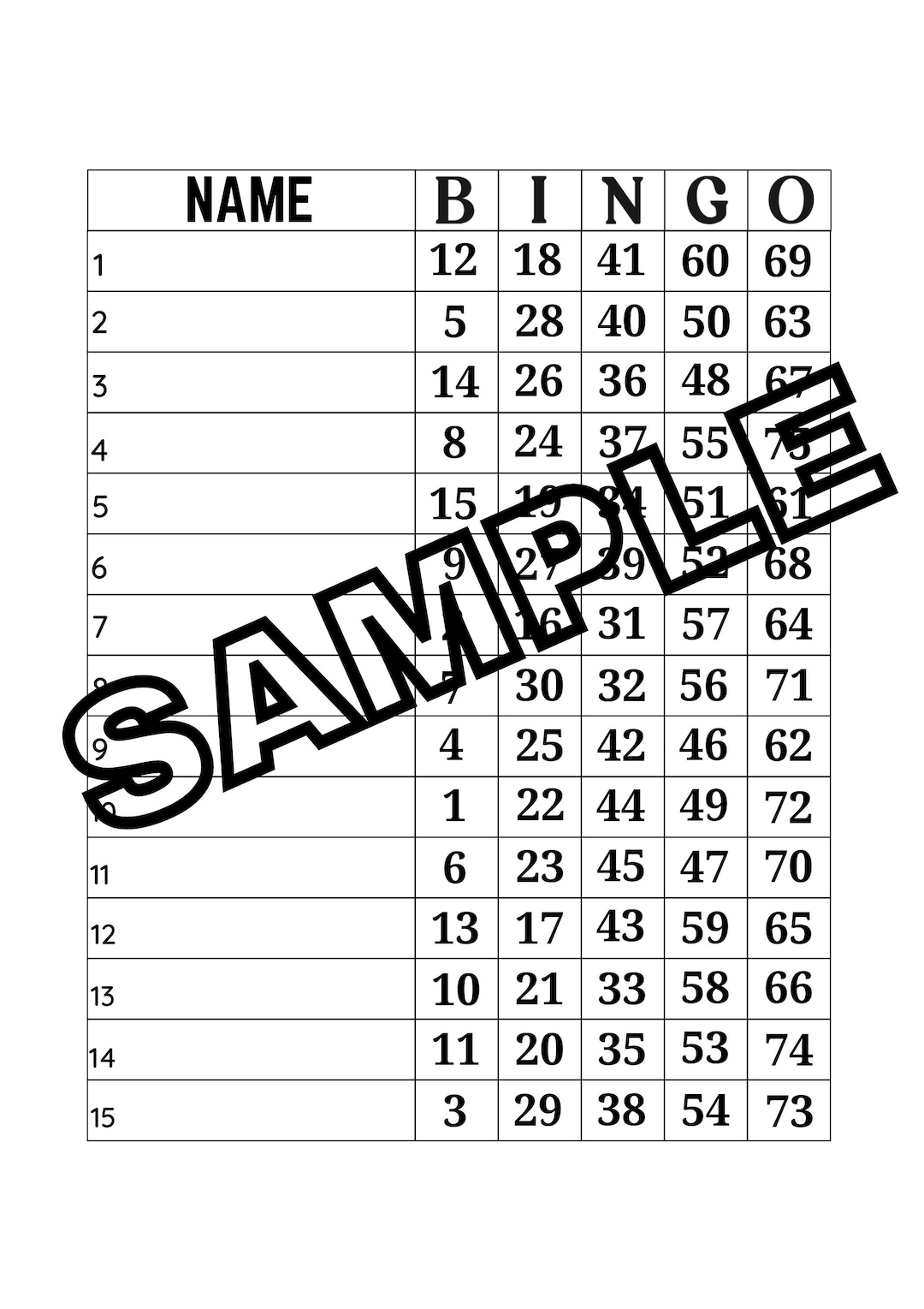 5 Mixed Bingo Boards - Etsy