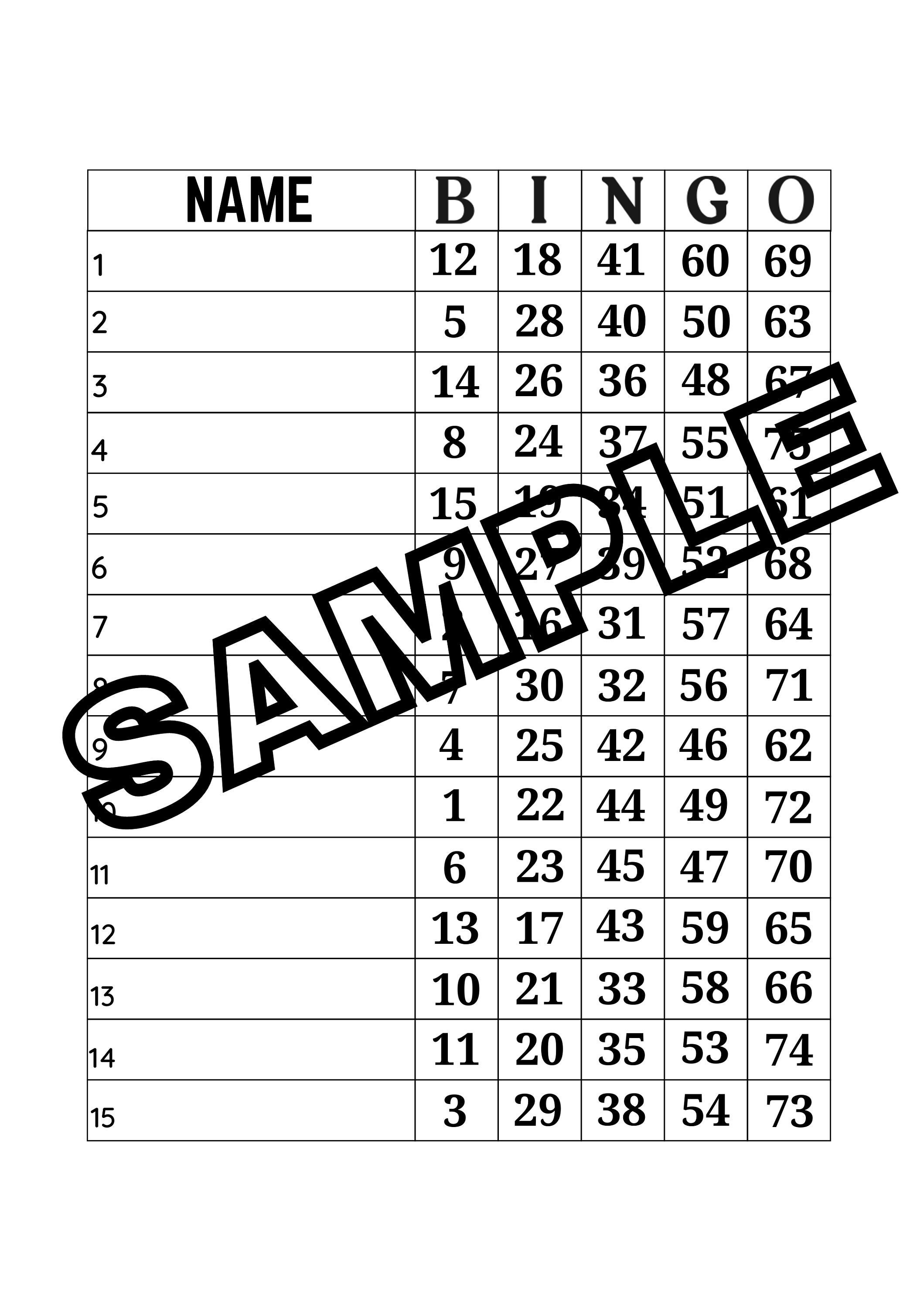 5 Mixed Bingo Boards - Etsy