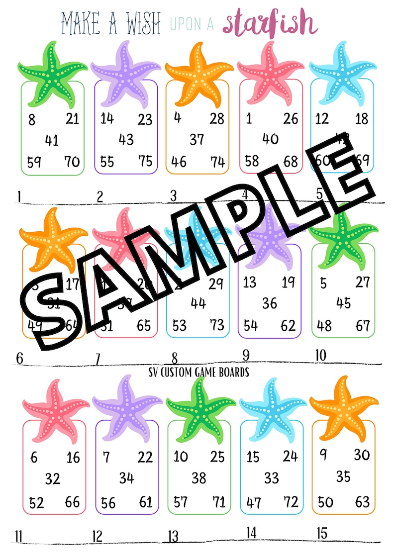 Starfish Bingo (mixed, Straight, Blank) - Etsy