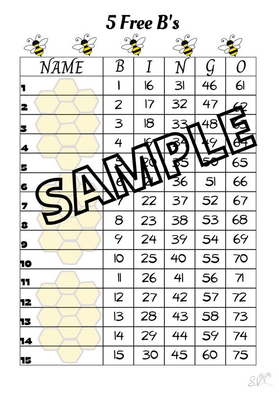 Free Bees Bingo mixed Straight Blank - Etsy