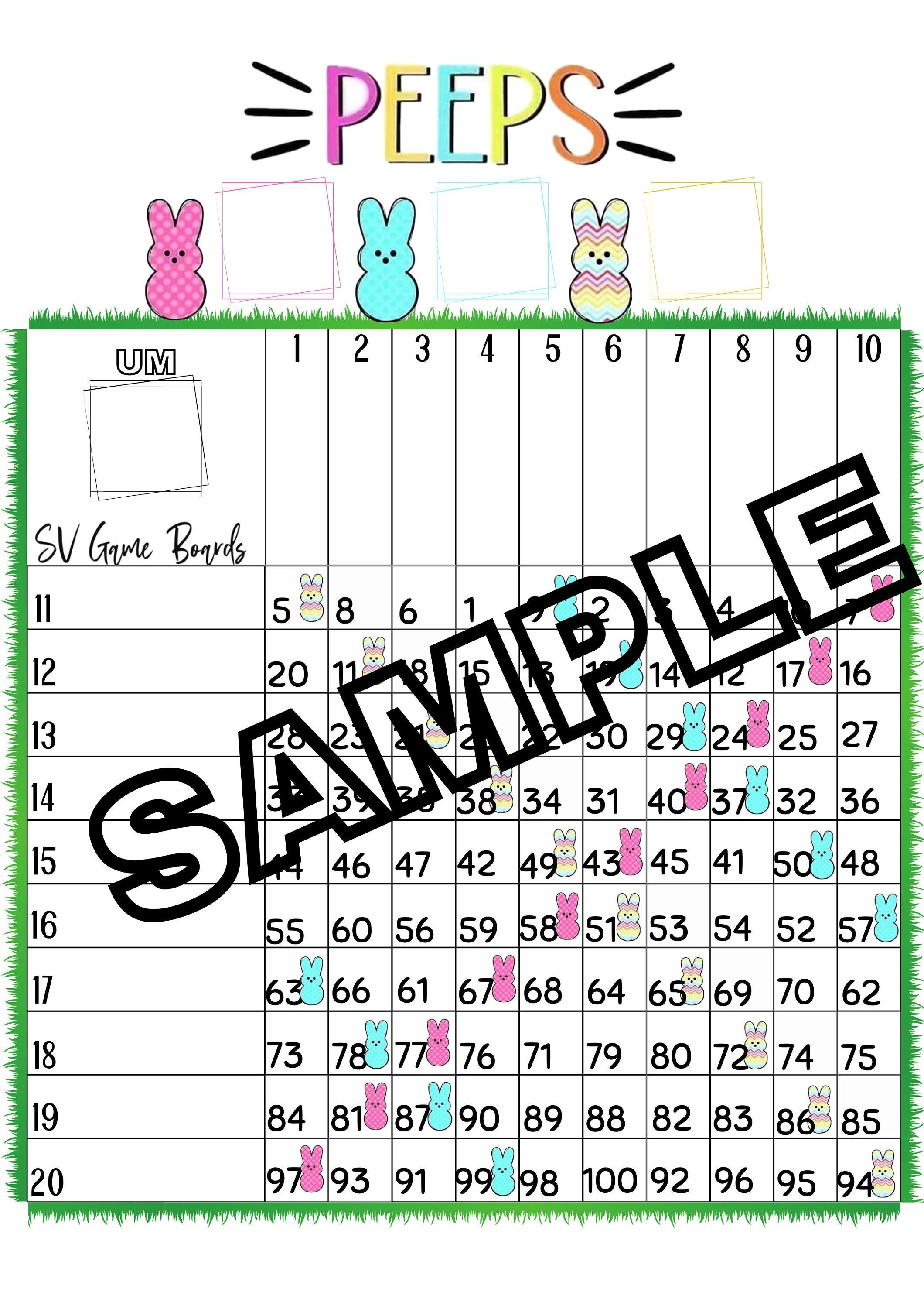 Peeps 100 Ball Grid Bingo mixed, Straight, Blank - Etsy
