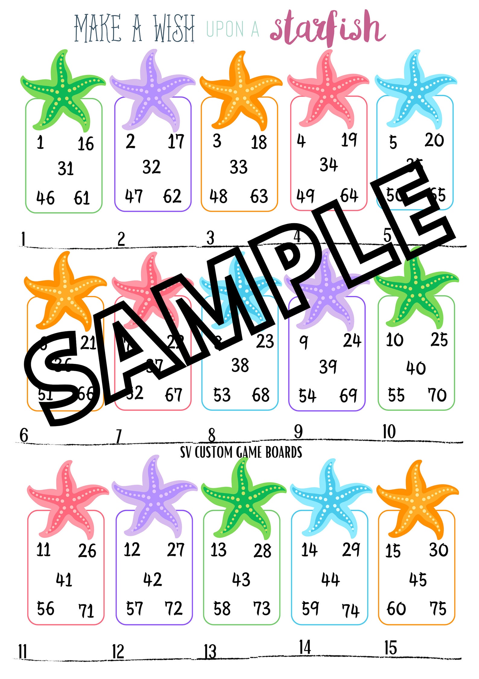 Starfish Bingo (mixed, Straight, Blank) - Etsy