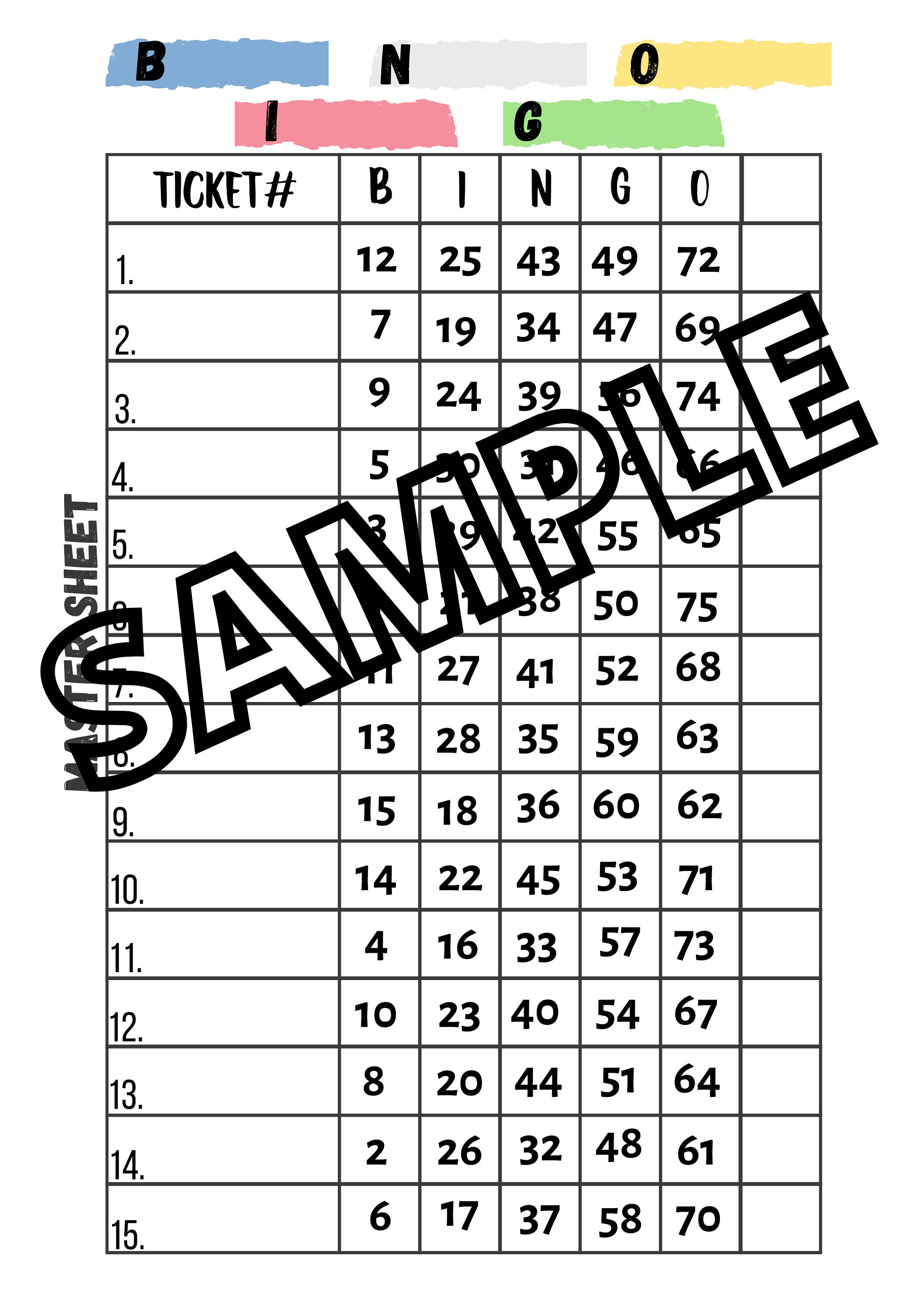 Bingo Holds 5 Number 15 Cards. - Etsy