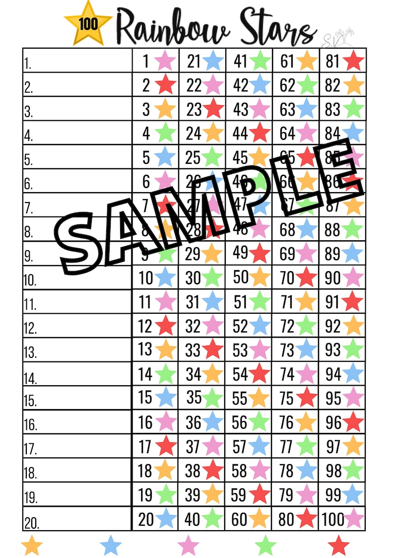 Rainbow Stars 100 BALL 20 Lines (mixed, Straight, Blank) - Etsy
