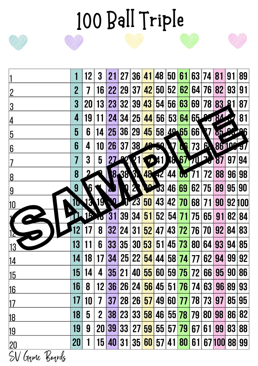 100 Ball Triple Bingo (mixed, Straight, Blank) - Etsy