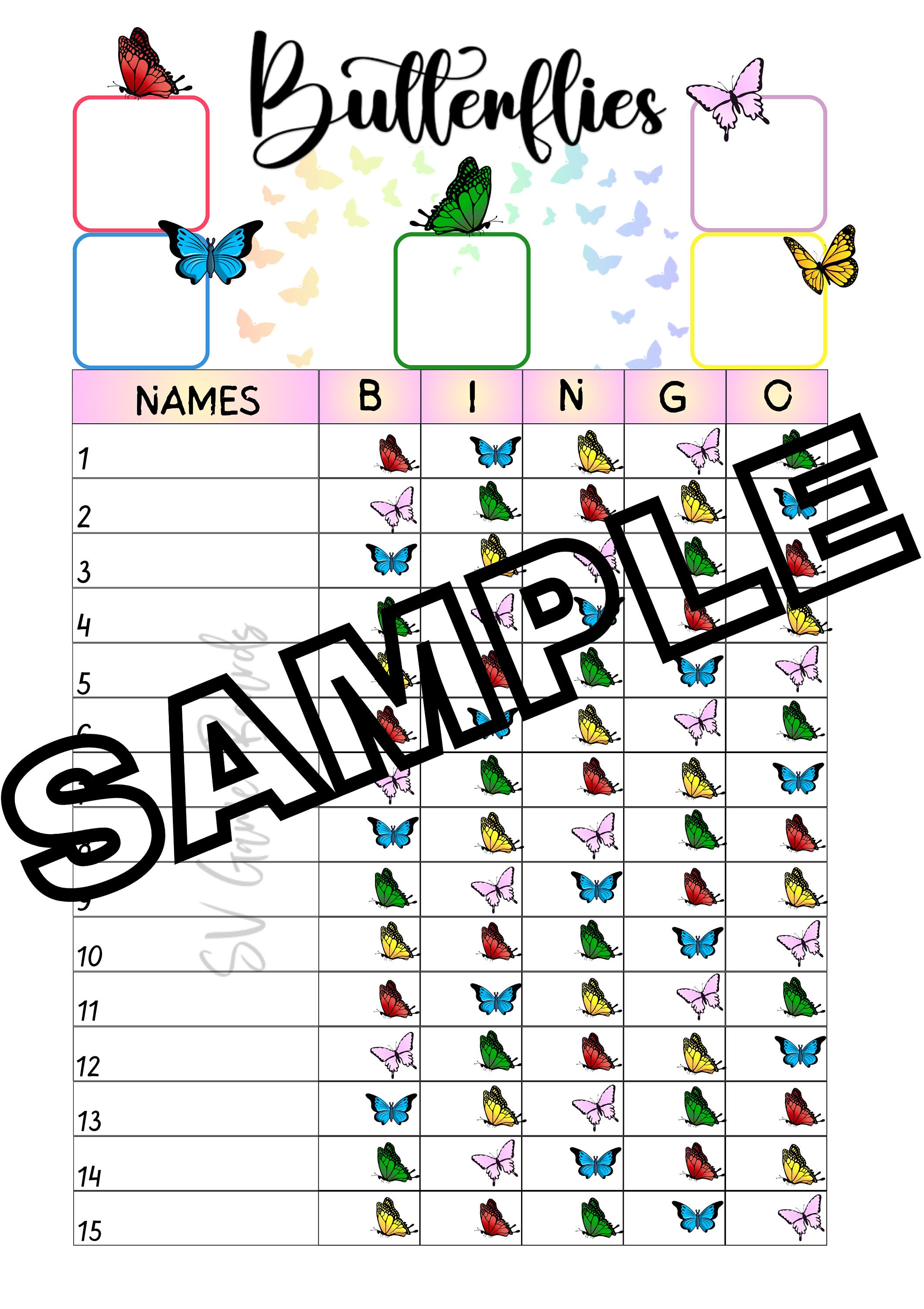 Butterflies Bingo (mixed, Straight, Blank) - Etsy