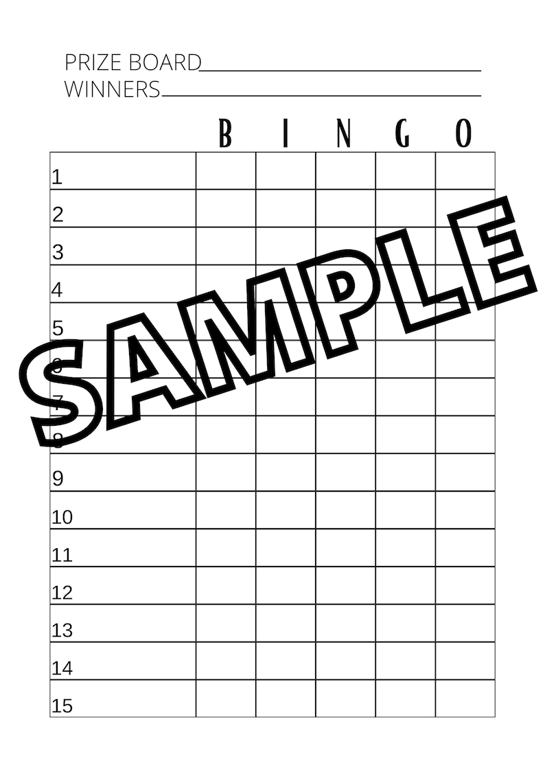 Basic Bingo Prize Board (straight,mixed,blank) 1-15 Line (75 Ball) - Etsy