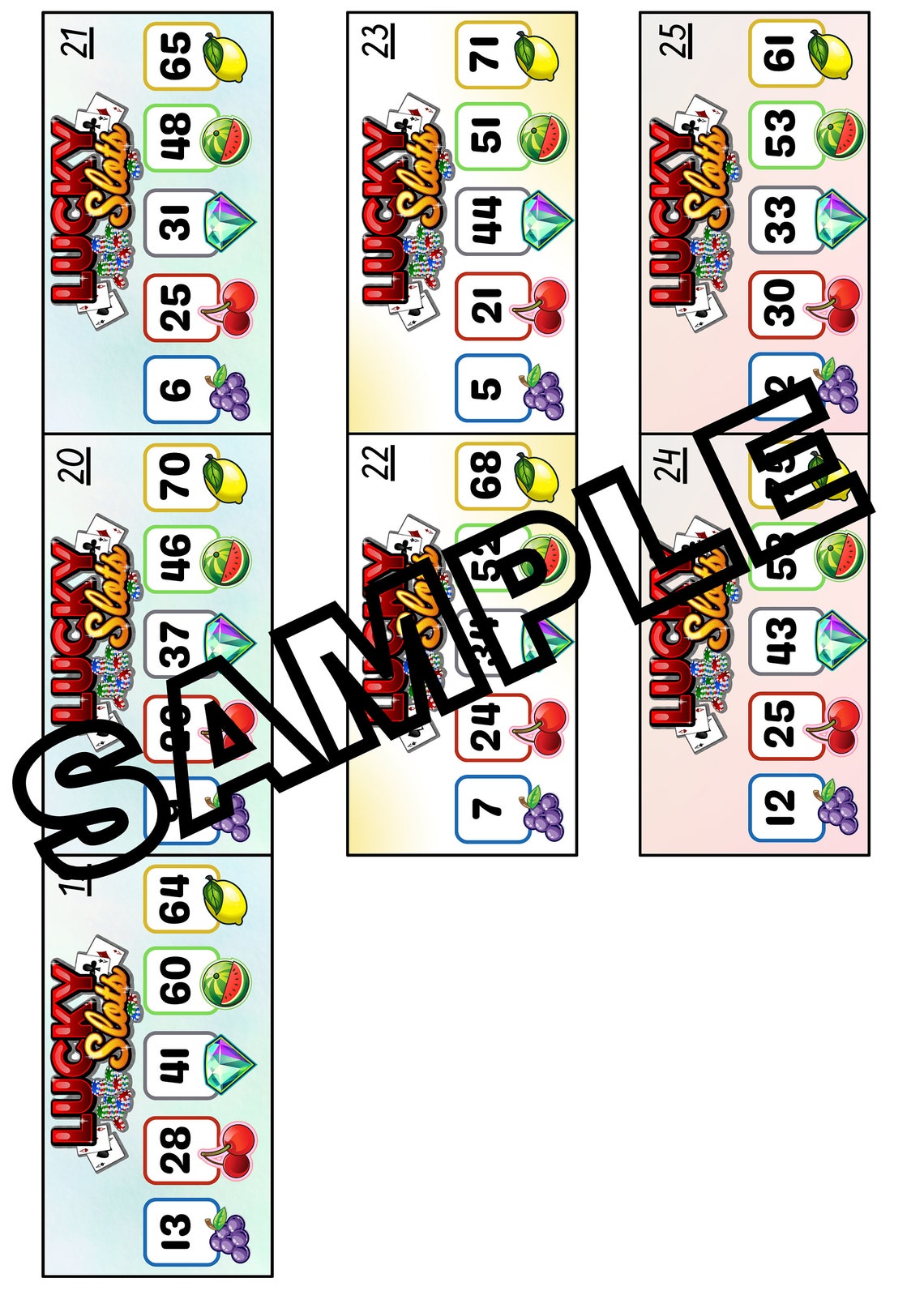 Lucky Slots 5 Number HOLDS Bingo (25 Card, Master, Call Sheet) - Etsy