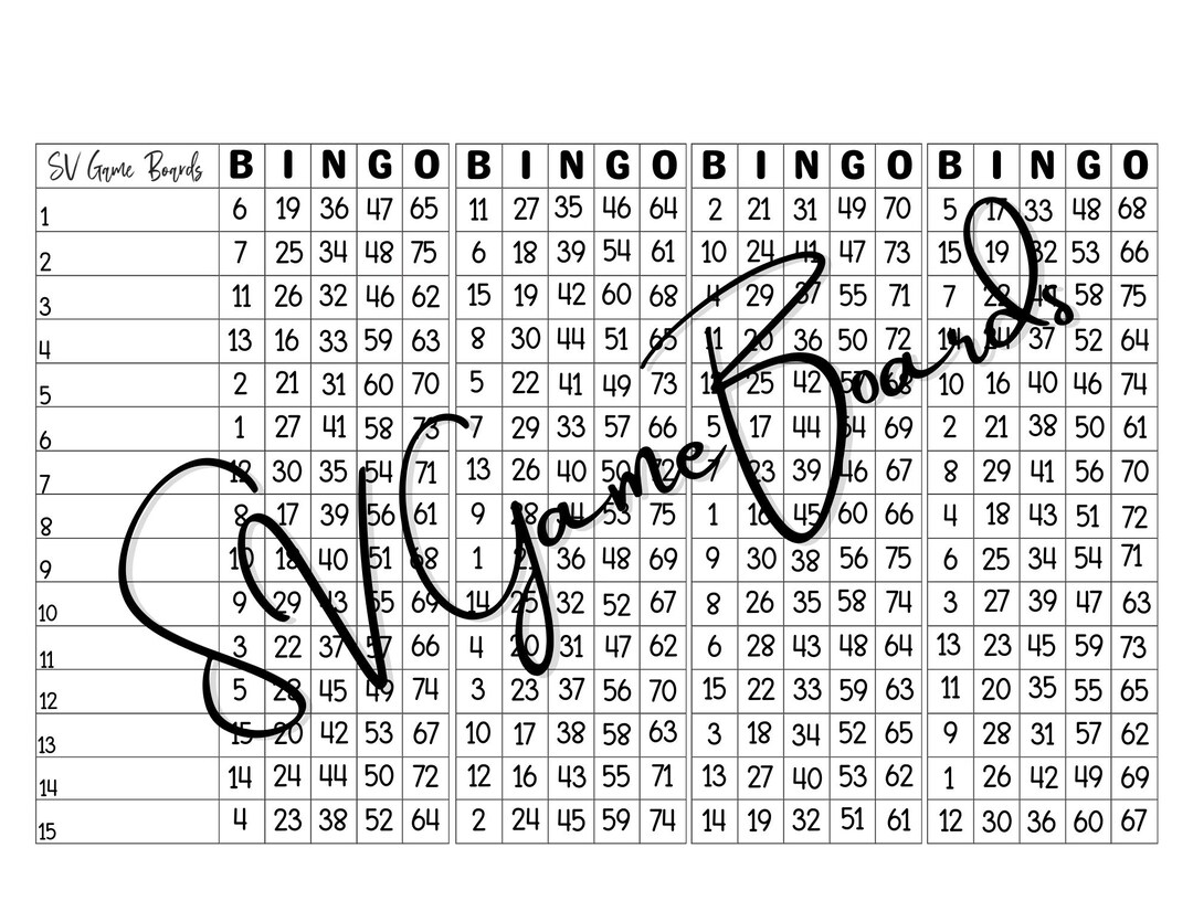 Basic Quadruple Bingo 75 Ball, 15 Line (mixed, Blank) - Etsy