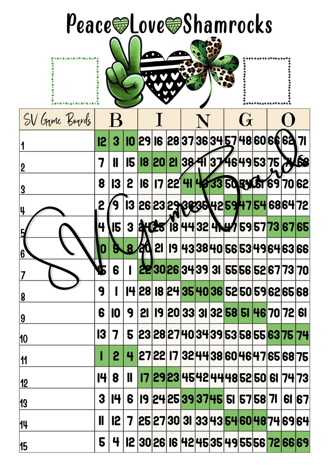 Peace Love Shamrocks Triple Bingo (mixed, Blank) - Etsy