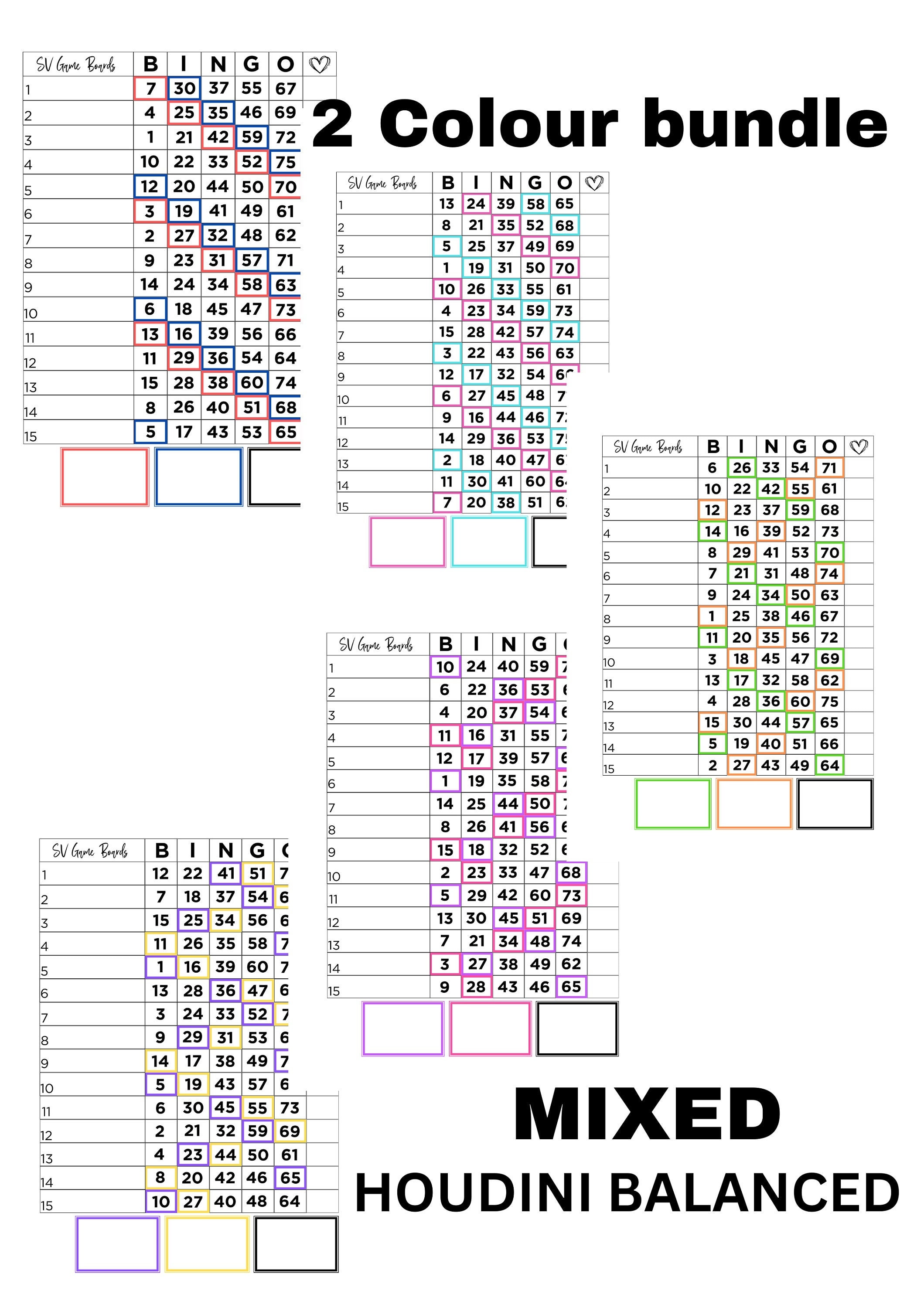 2 Color Bingo Bundle 75 Ball (5 Mixed) - Etsy Canada