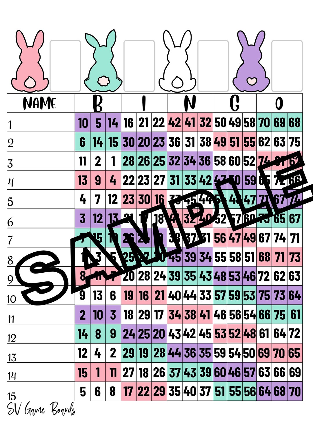 Bunny Triple Bingo (mixed, Blank) - Etsy