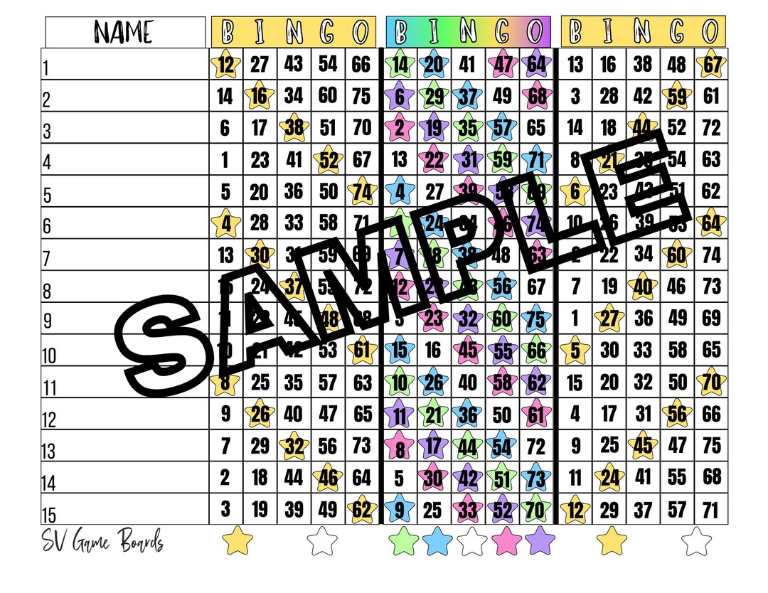 Triple Stars Bingo (mixed, Blank) - Etsy