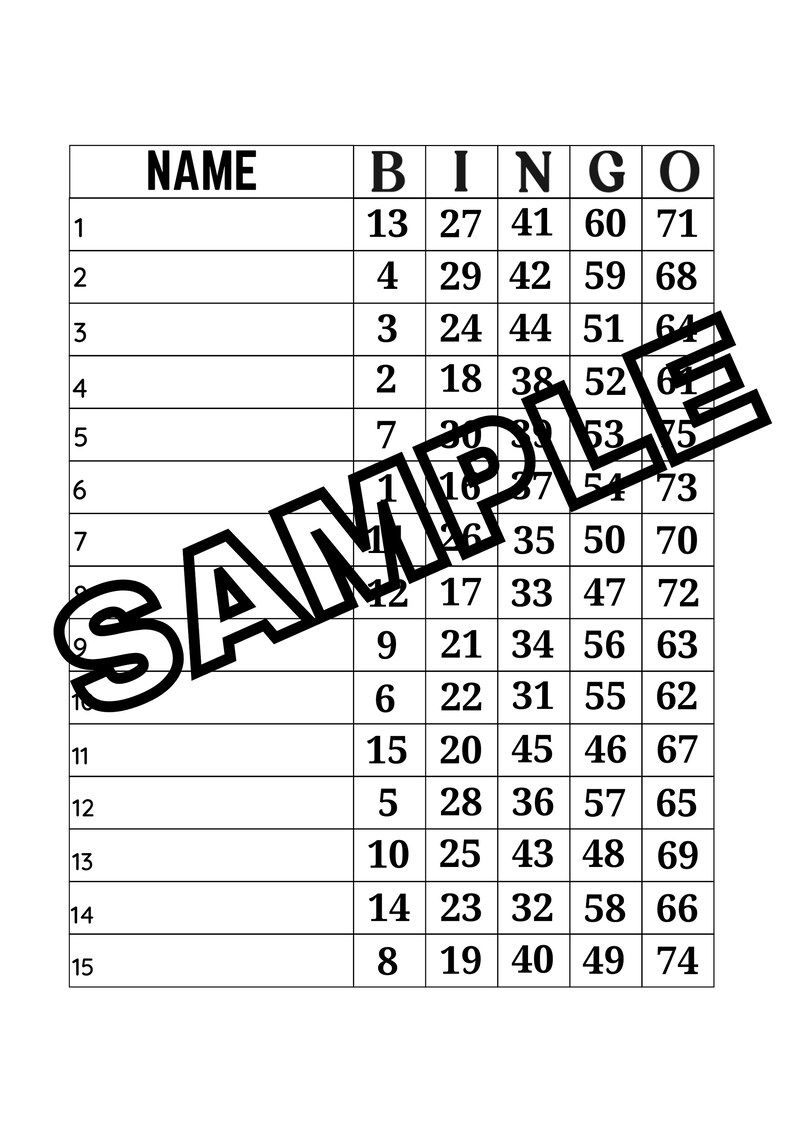 5 Mixed Bingo Boards - Etsy