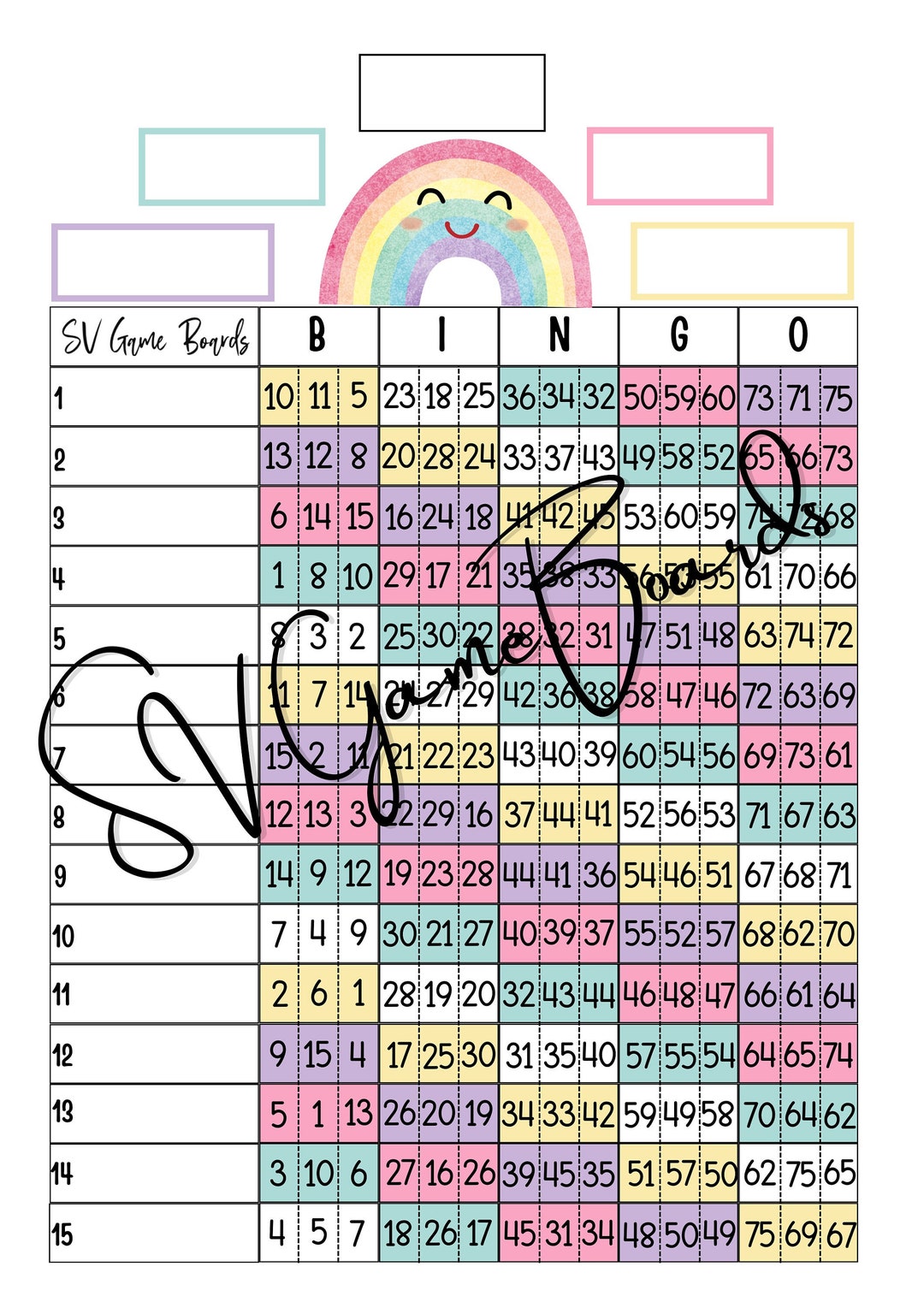 Rainbow Triple Bingo (mixed, Blank) - Etsy