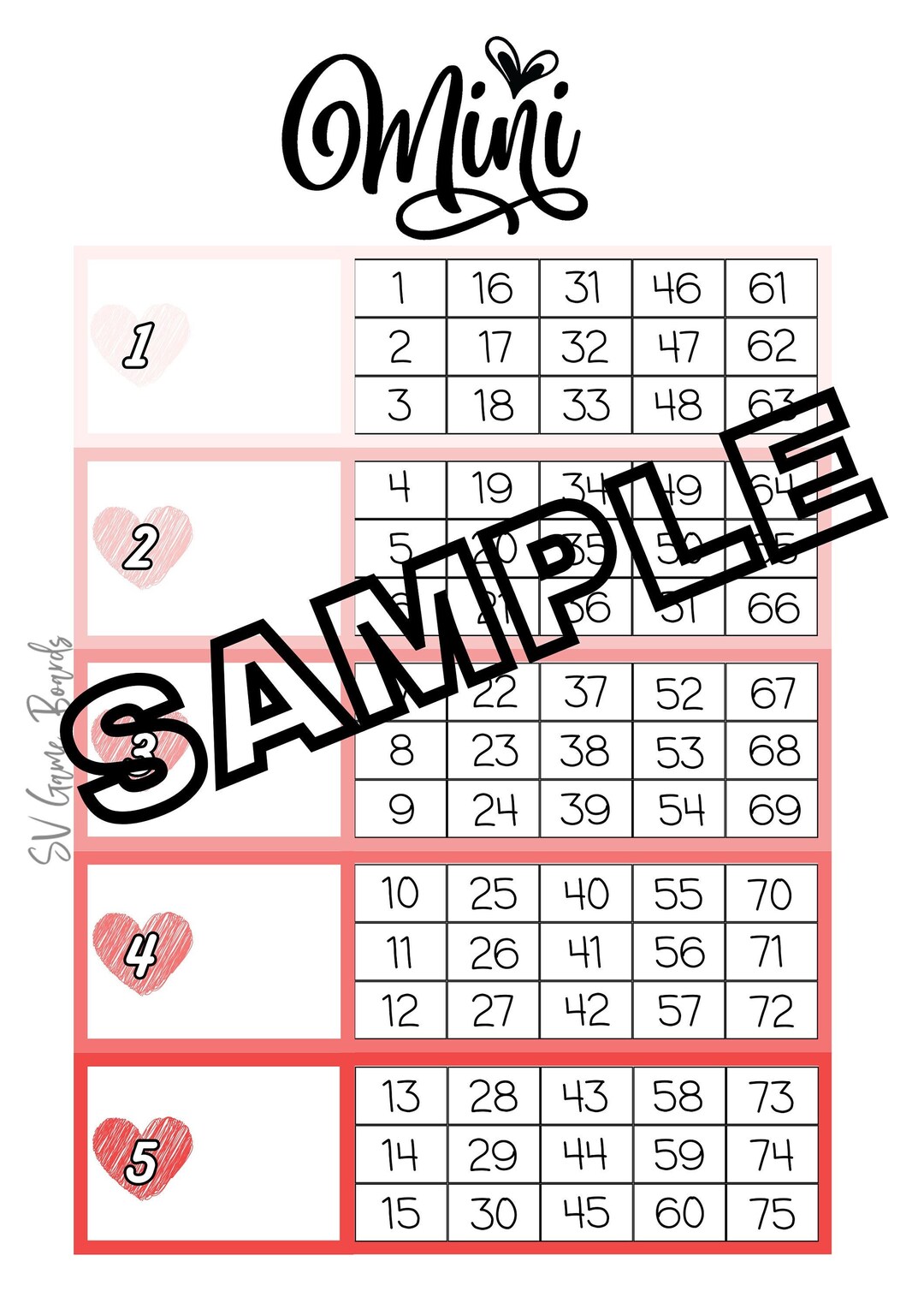 Mini Block Bingo Red (mixed, Straight, Blank) - Etsy