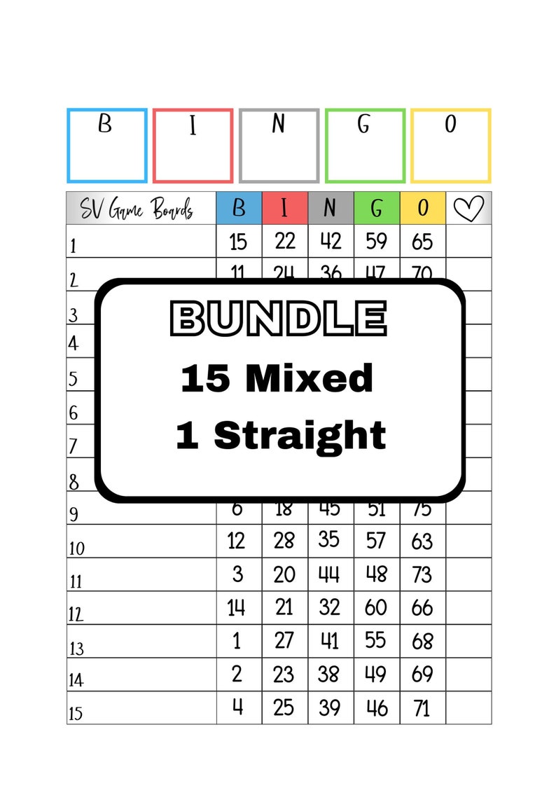 BINGO Bundle (15 Mixed, 1 Straight) - Etsy