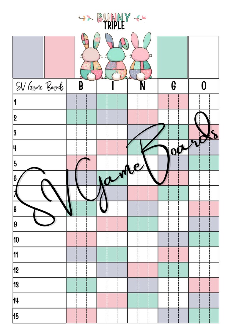 Bunny Triple Bingo (mixed, Blank) - Etsy
