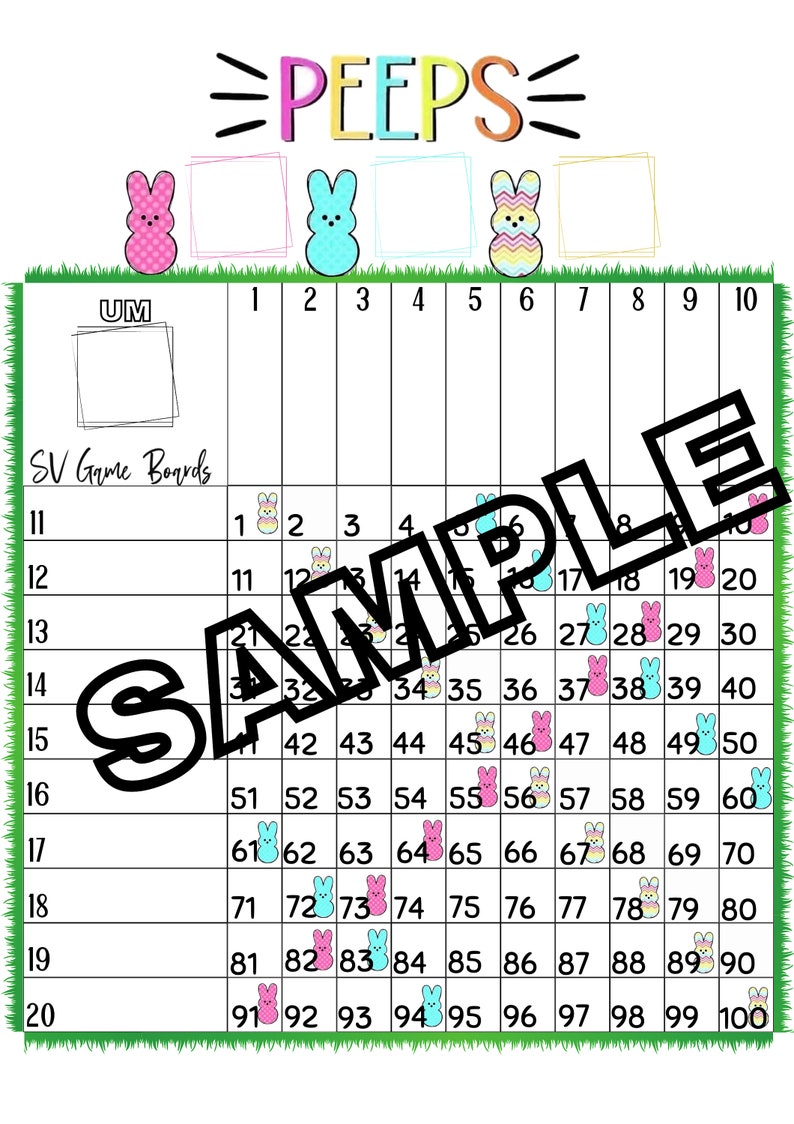 Peeps 100 Ball Grid Bingo mixed, Straight, Blank - Etsy