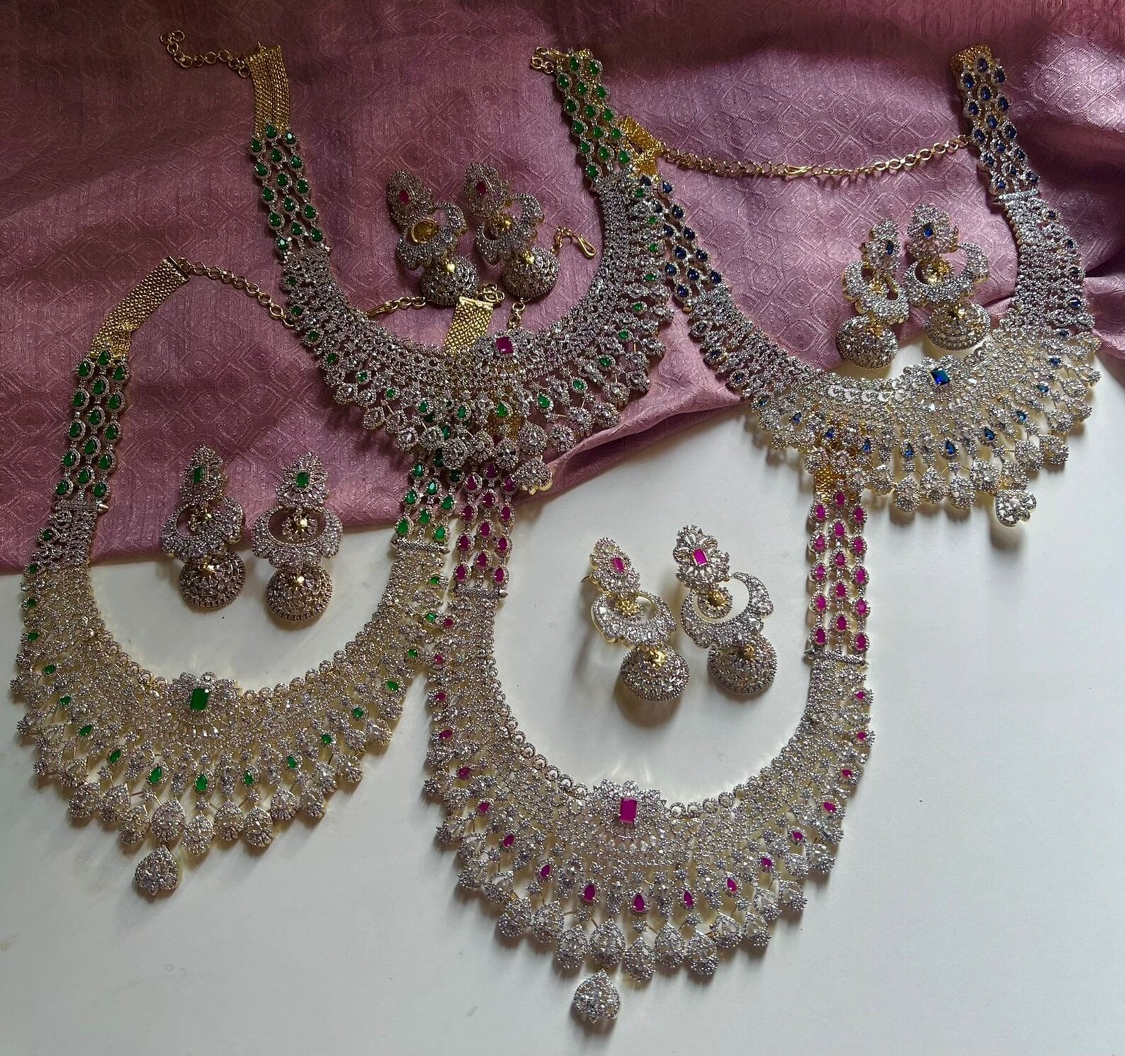 Premium Quality Full Bridal American Diamond Haram Set With Jhumka ...