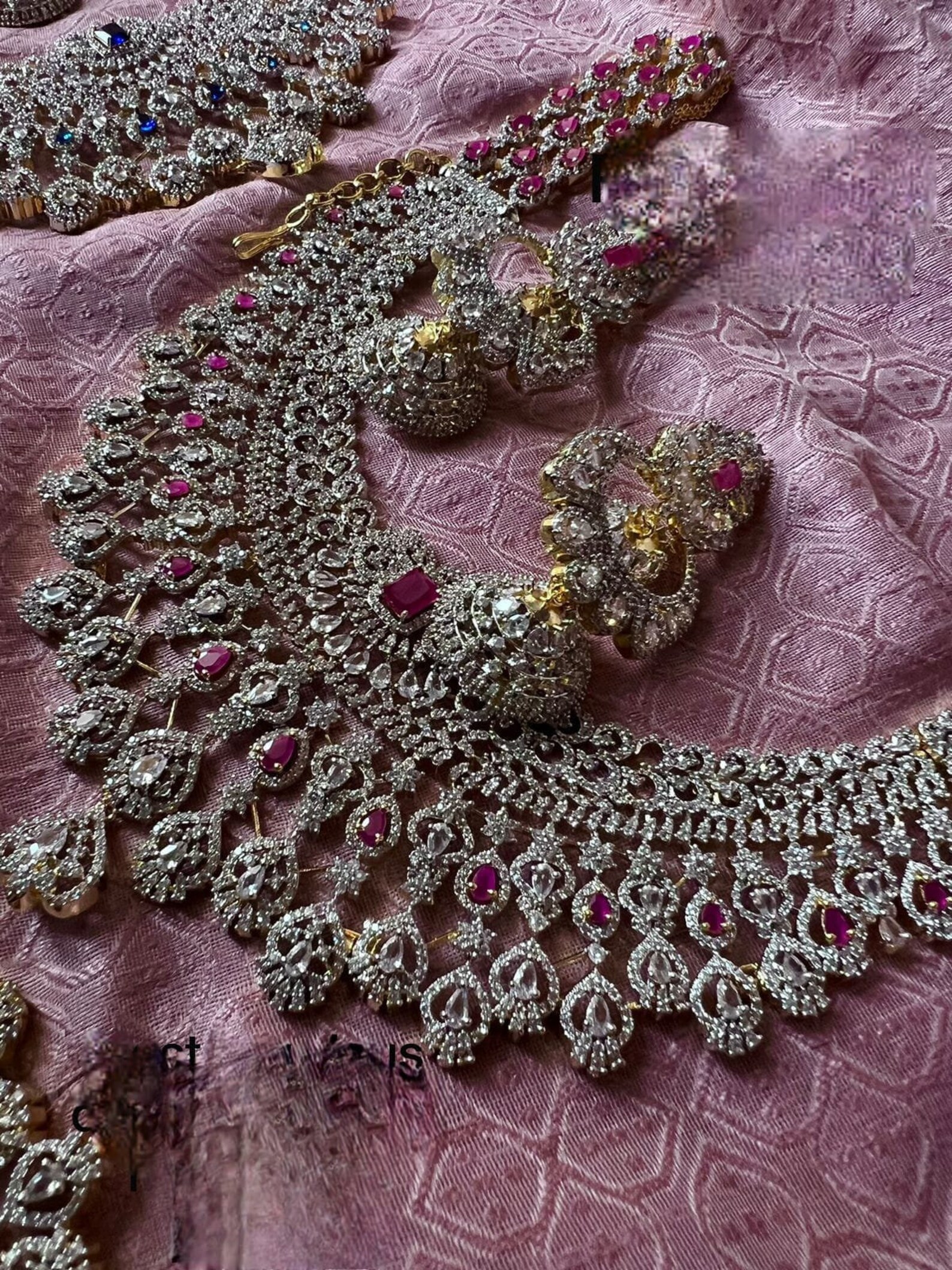 Premium Quality Full Bridal American Diamond Haram Set With Jhumka ...