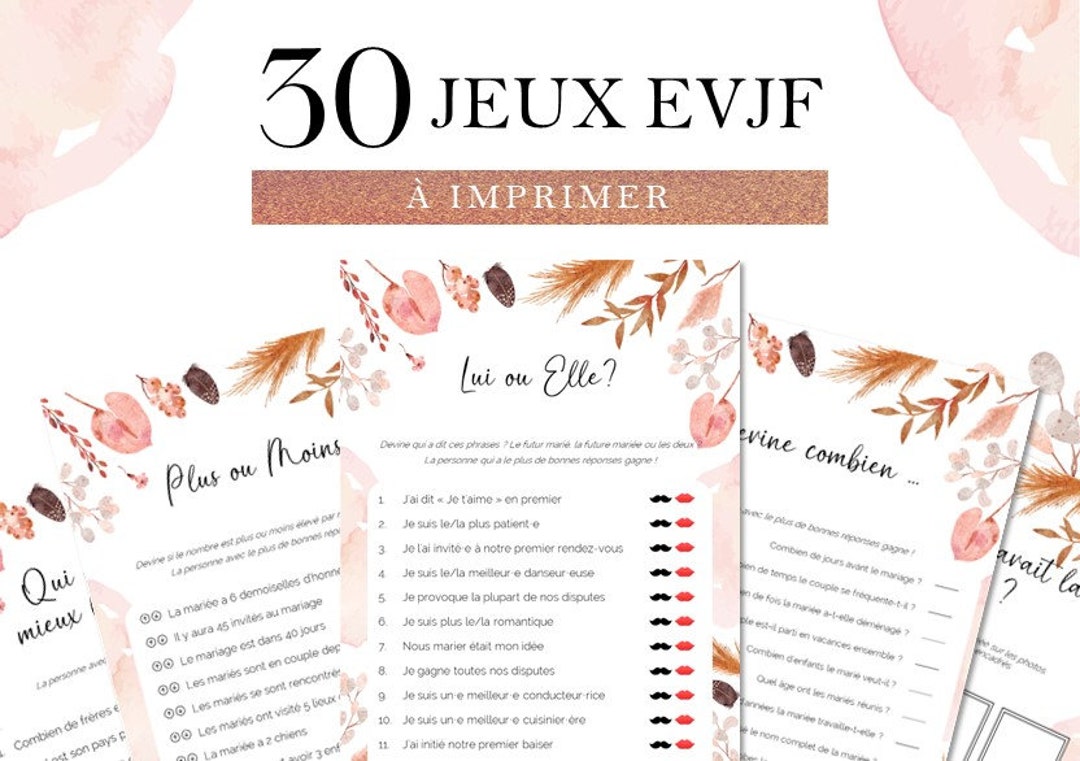 30 Jeux Denterrement De Vie De Jeune Fille à Imprimer Jeux Evjf En