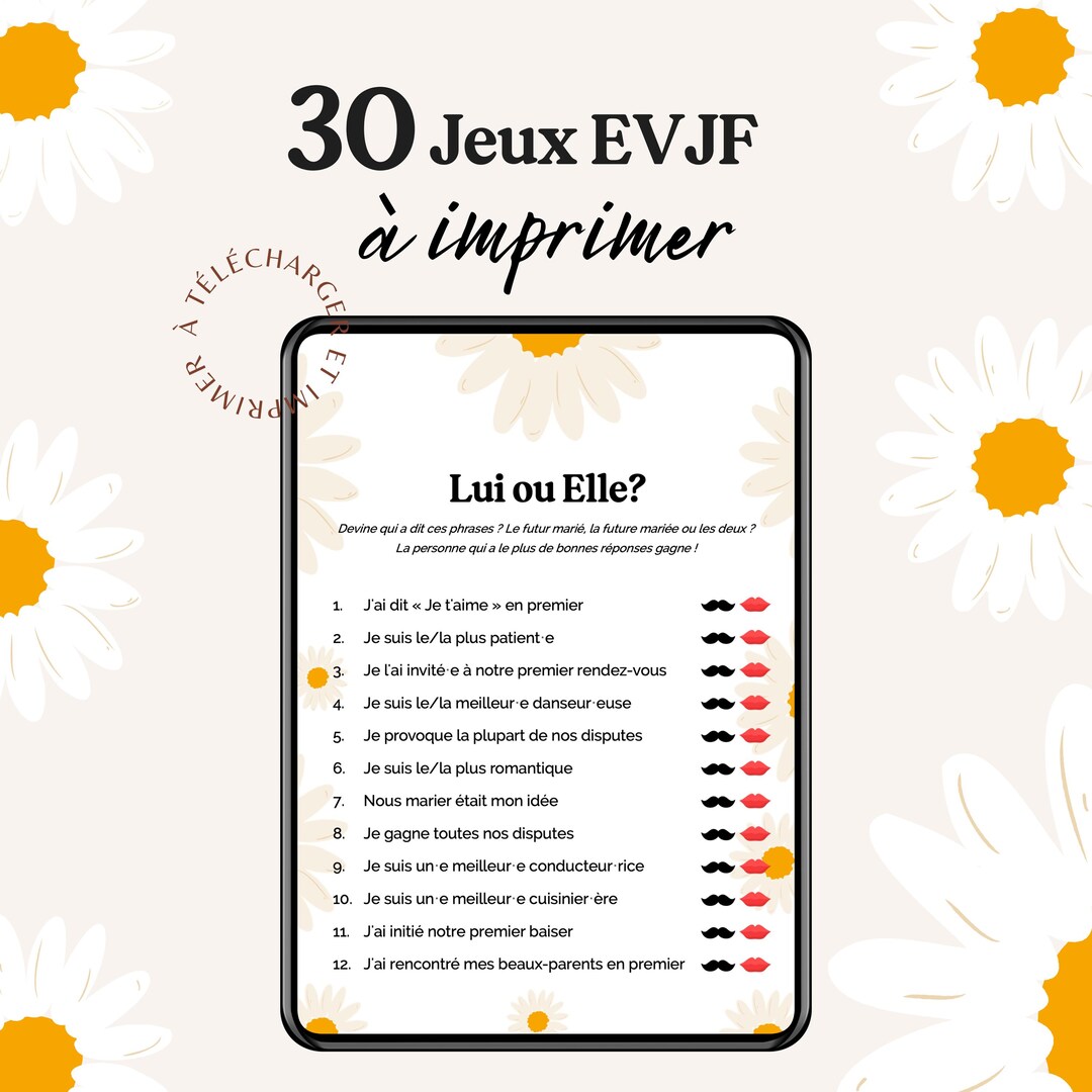 30 Hen Party Games in French, Bachelorette Party Games, Wedding Games ...