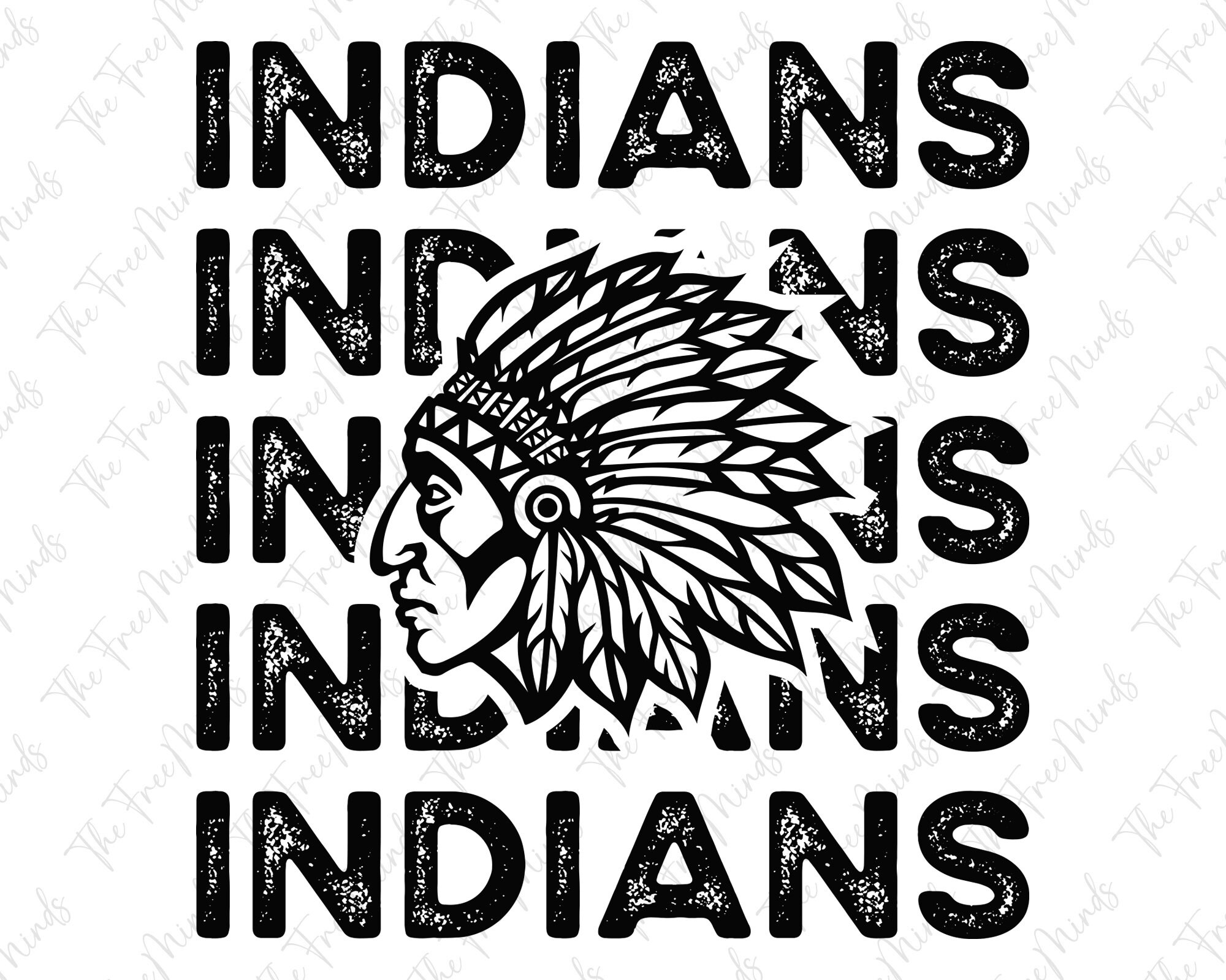Indians Distressed Mascot Design Svg Digital Download School - Etsy