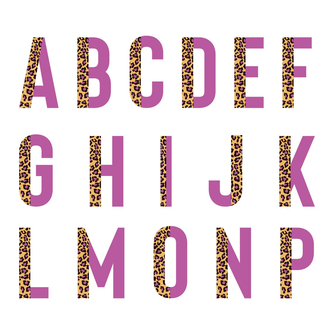 HALF LEOPARD FONT Svg Colour Abc Svg Twenty Colour Wild - Etsy