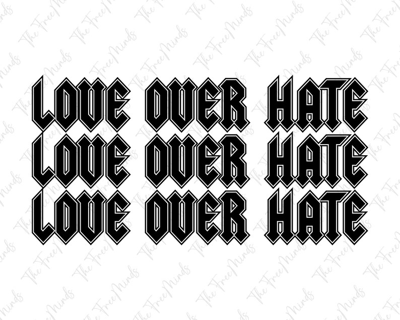 Love Over Hate Svg Stacked Svg Printables Spread Love Svg - Etsy