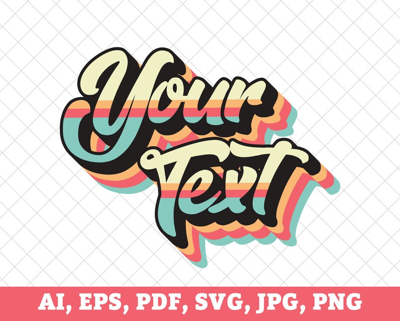 PERSONALISED TEXT Png Custom Retro Png Printable Cut File - Etsy